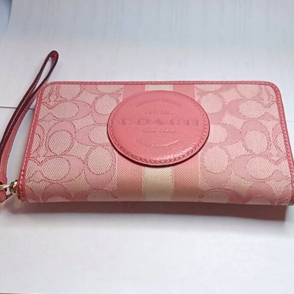 Coach | Bags | Coach Dempsey Pink Signature C Wallet Euc | Poshmark
